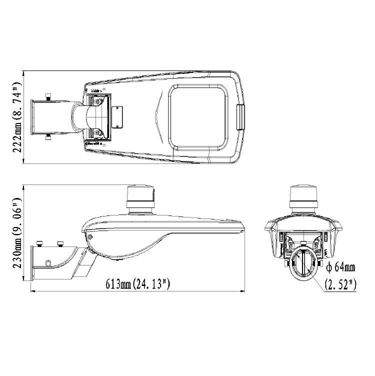 SL2 Series LED Streetlight with PE Cell - 30W Black– Integrated Power